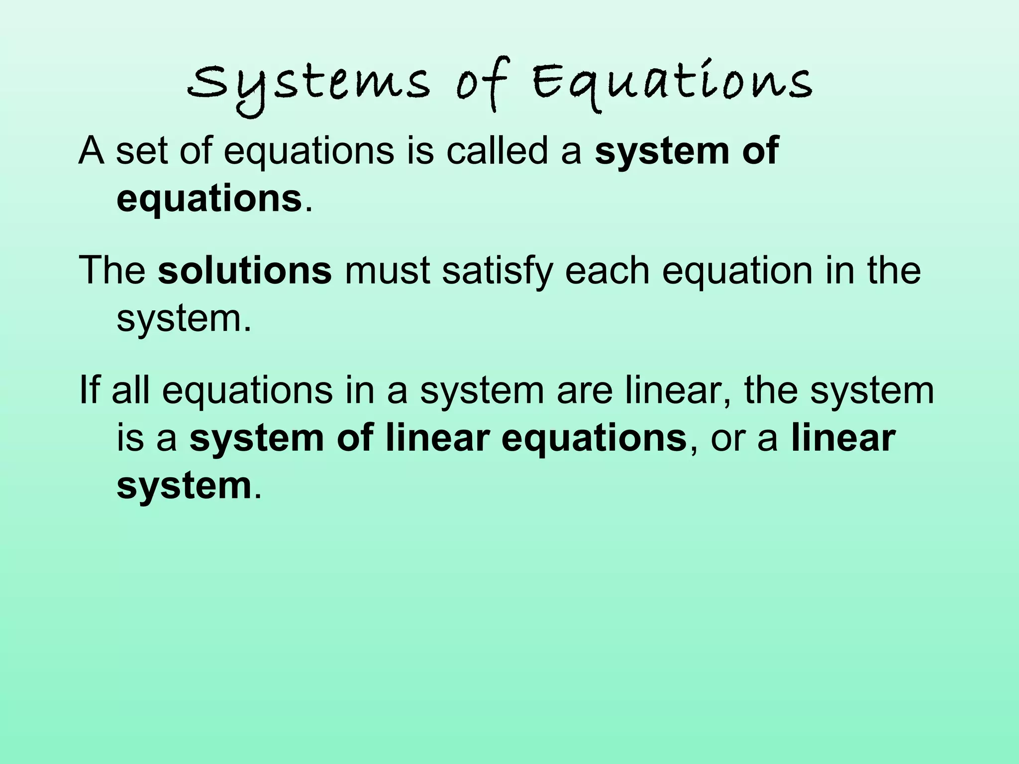 Systems of Linear Equations Graphing | PPT