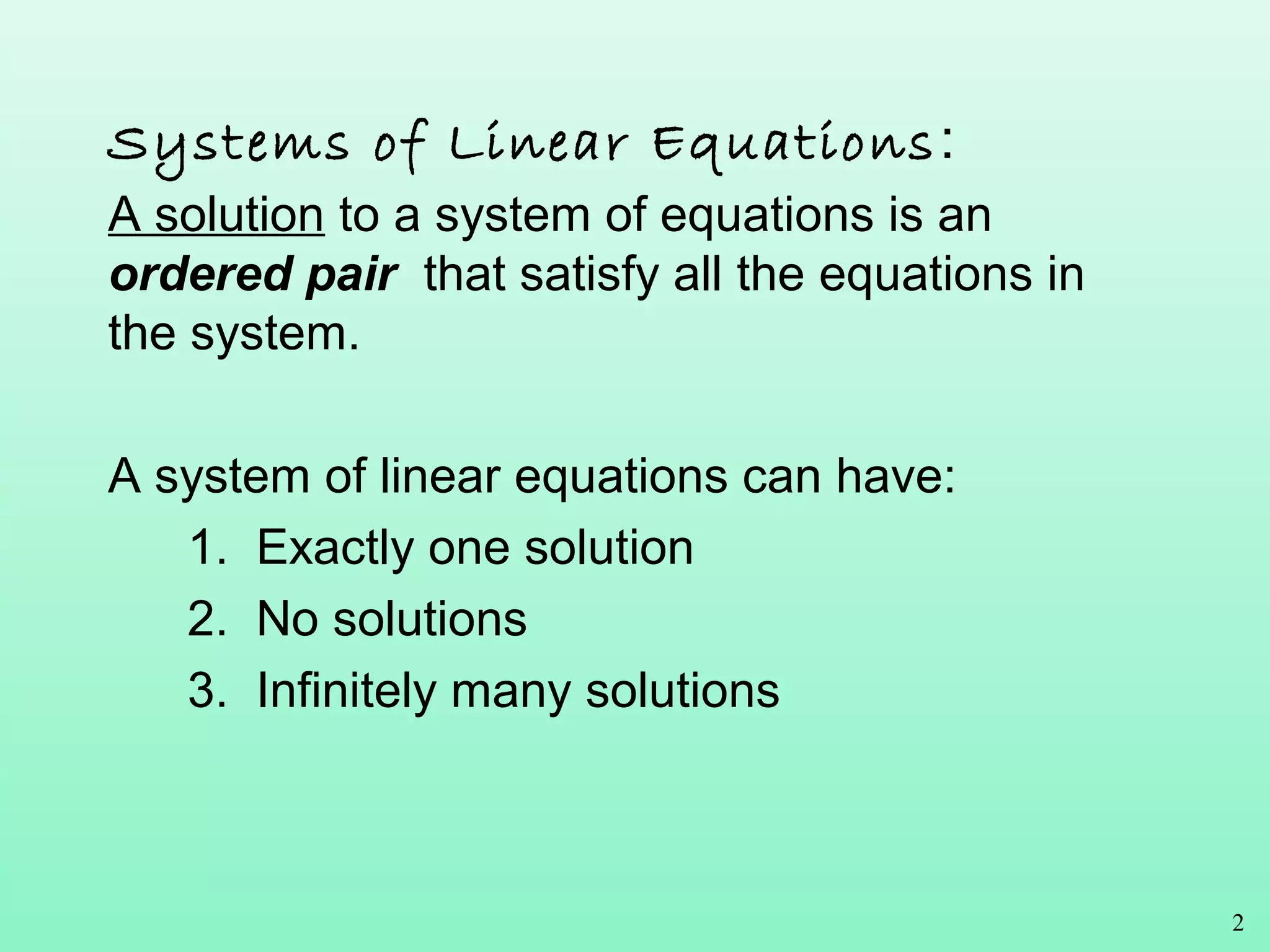 Systems of Linear Equations Graphing | PPT