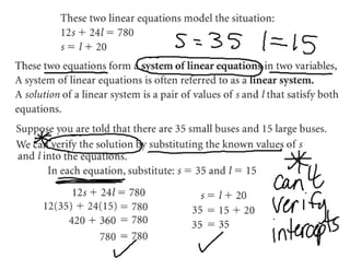 7.1 Developing Linear Systems notes | PPT