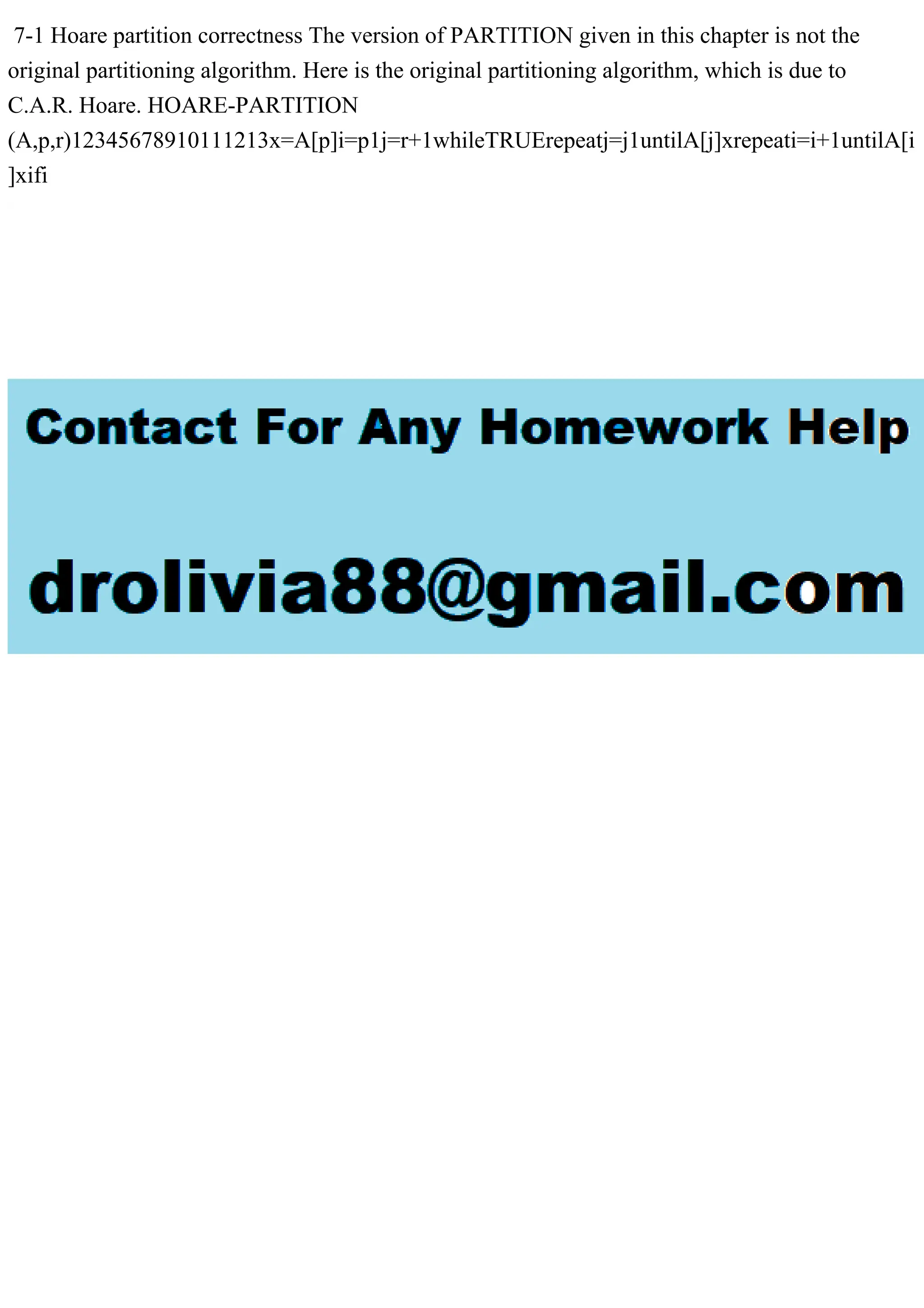 7-1 Hoare partition correctness The version of PARTITION given in thi.pdf