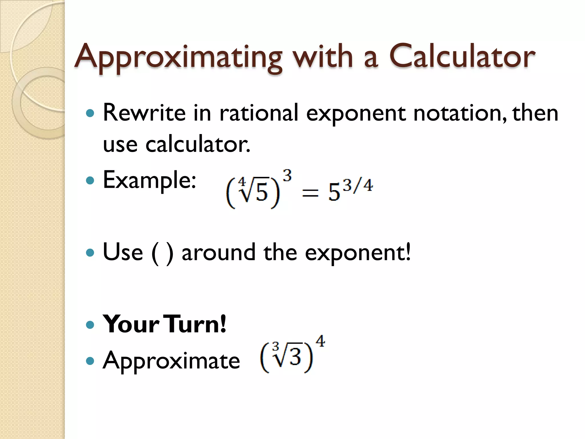 7 1 Nth Roots And Rational Exponents Ppt