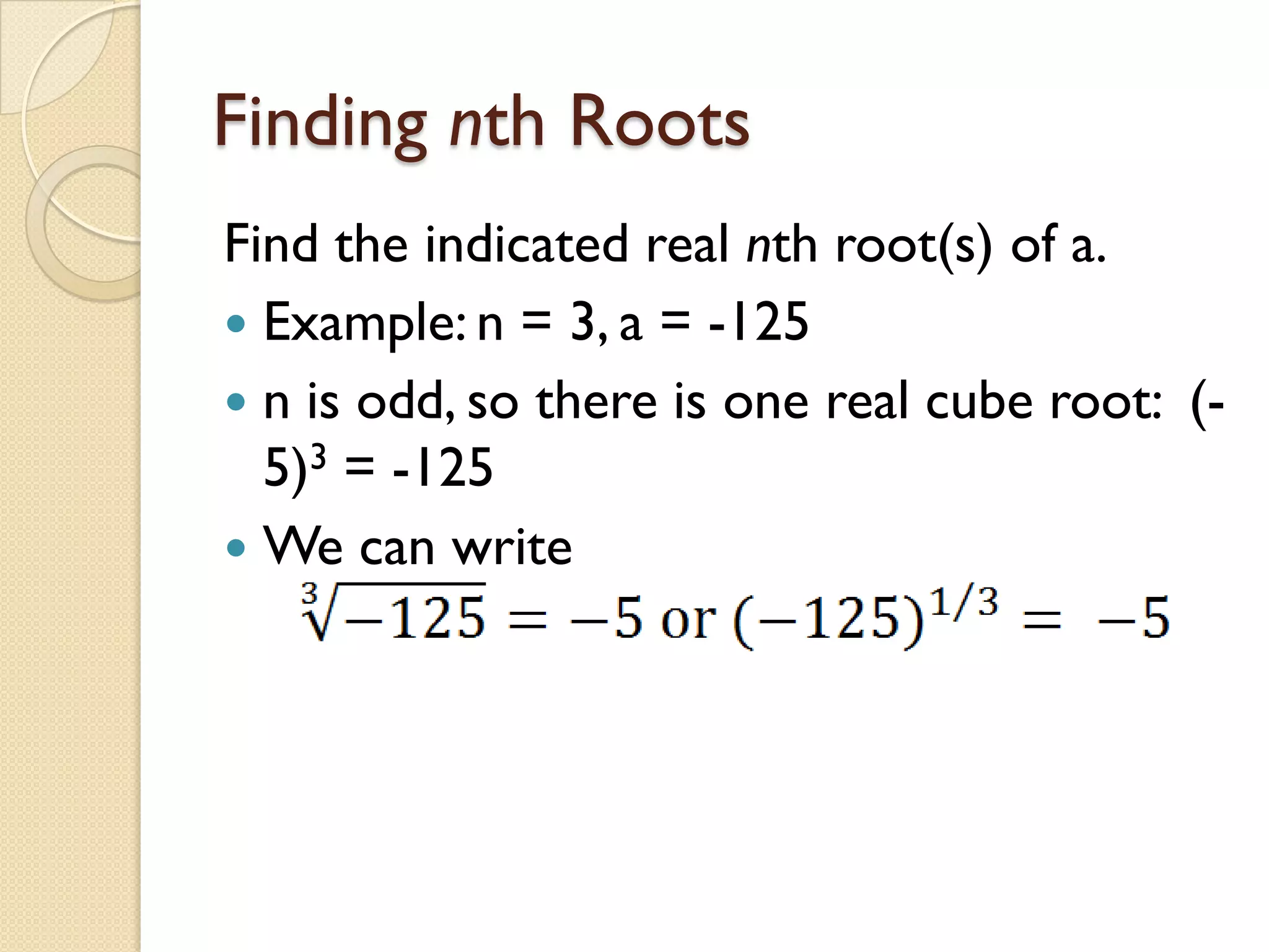 7.1 nth roots and rational exponents | PPTX