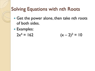 7.1 nth roots and rational exponents | PPTX
