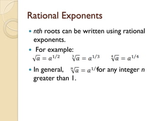 7.1 nth roots and rational exponents | PPTX