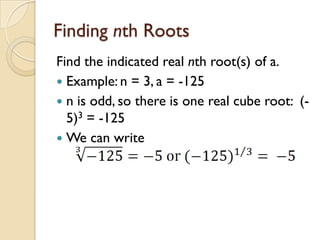 7.1 nth roots and rational exponents | PPTX