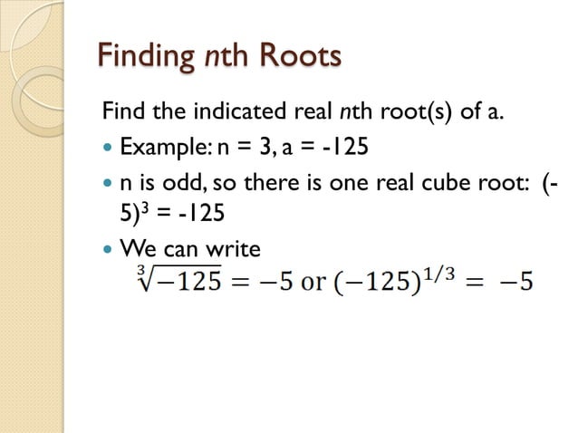 7.1 nth roots and rational exponents | PPTX
