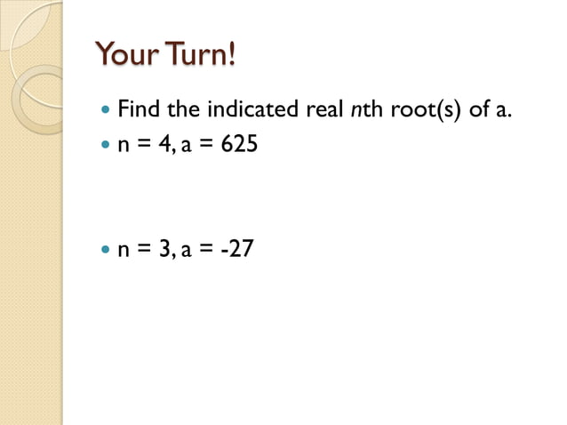 7.1 nth roots and rational exponents | PPTX