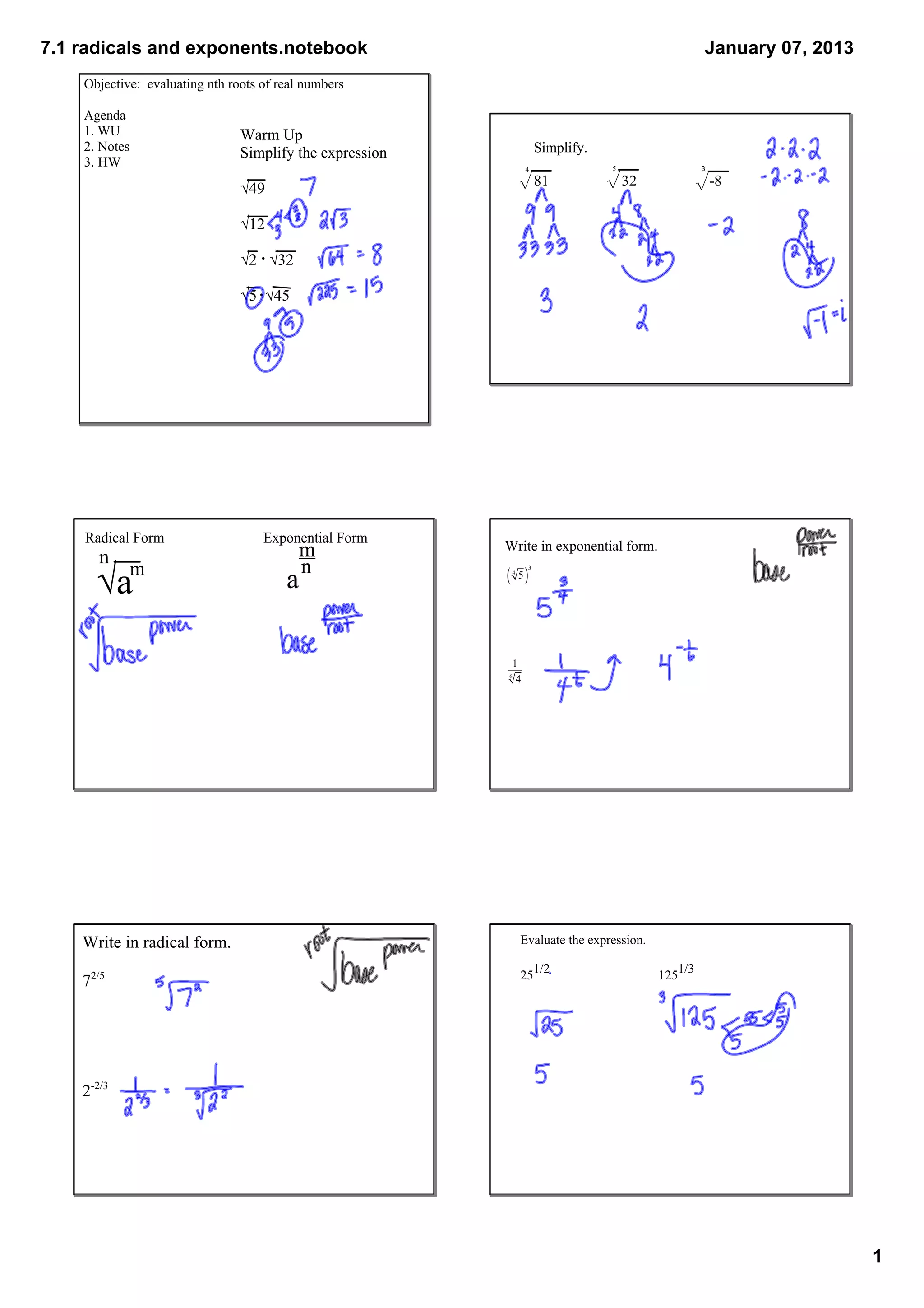 7.1 radical and exponential form | PDF
