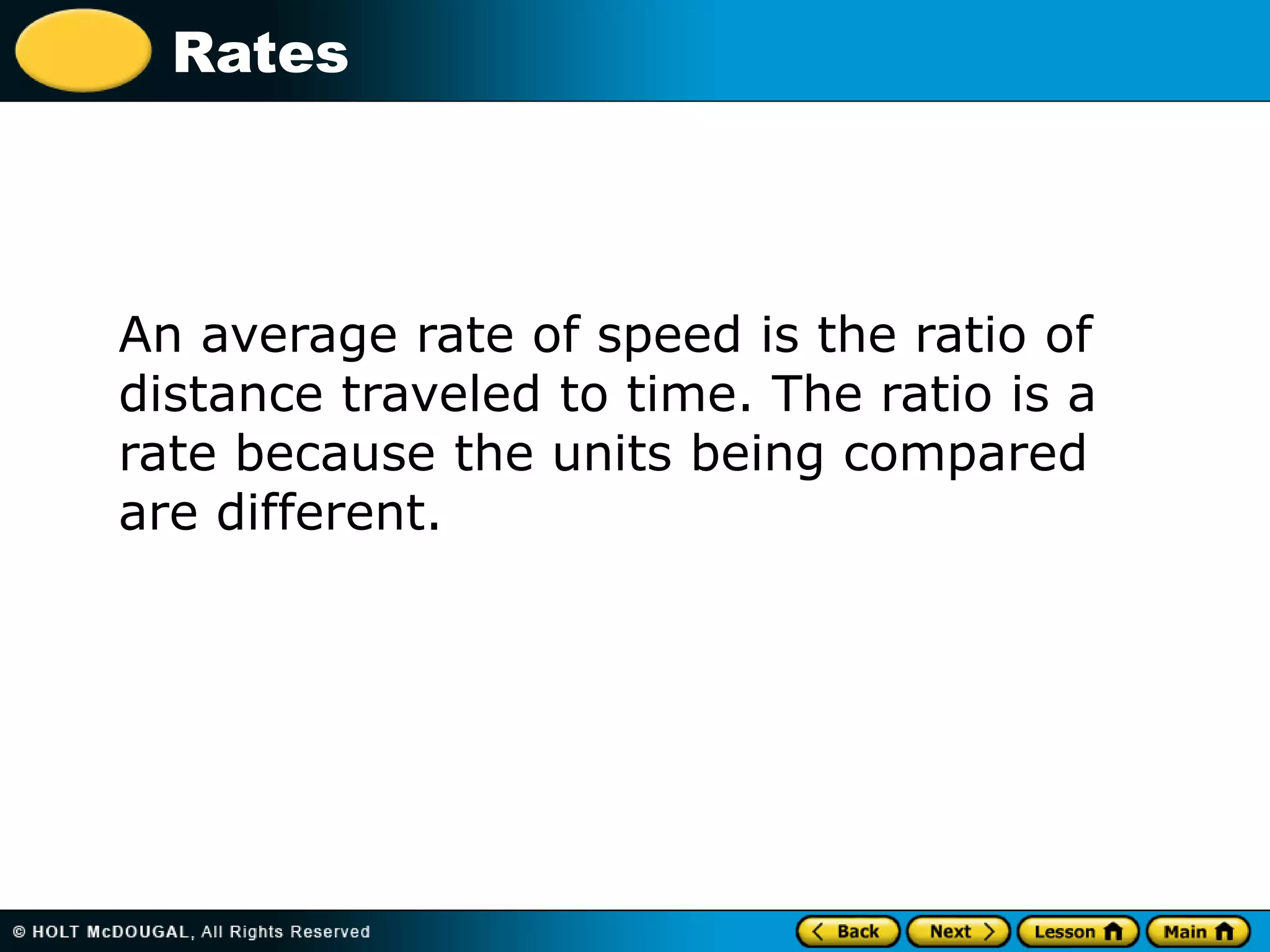 Rates and Unit Rate | PPTX