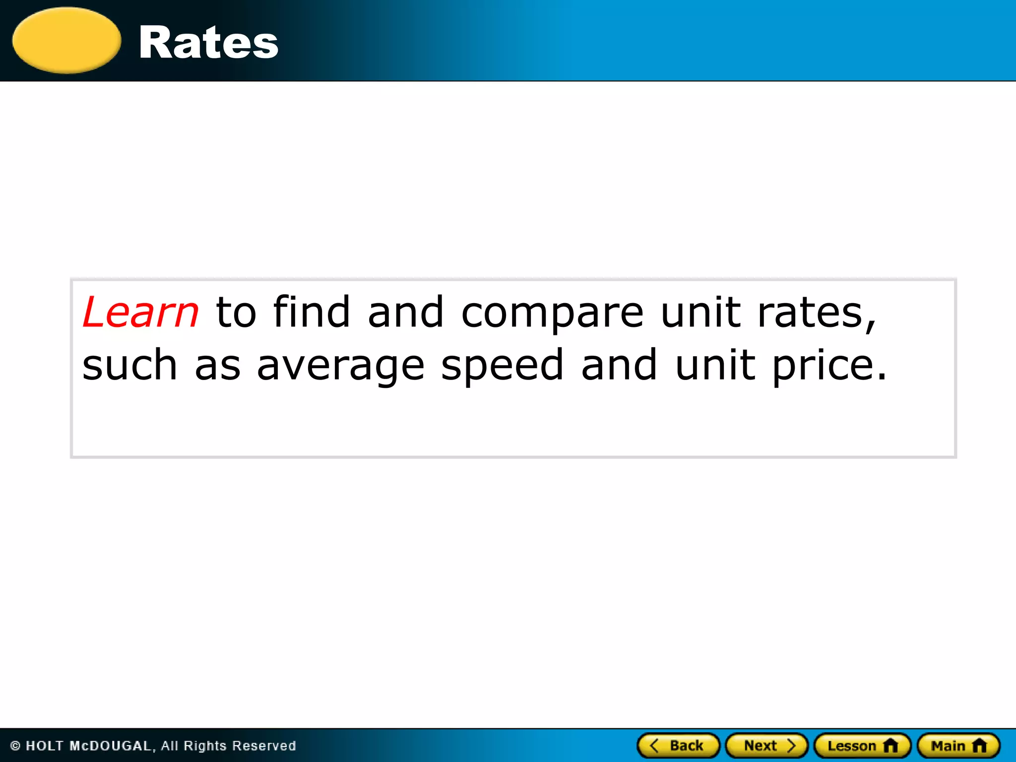Rates and Unit Rate | PPTX