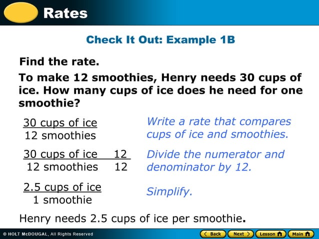 Rates and Unit Rate | PPTX | Food & Drink