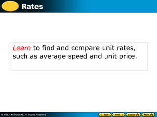 Rates and Unit Rate | PPTX