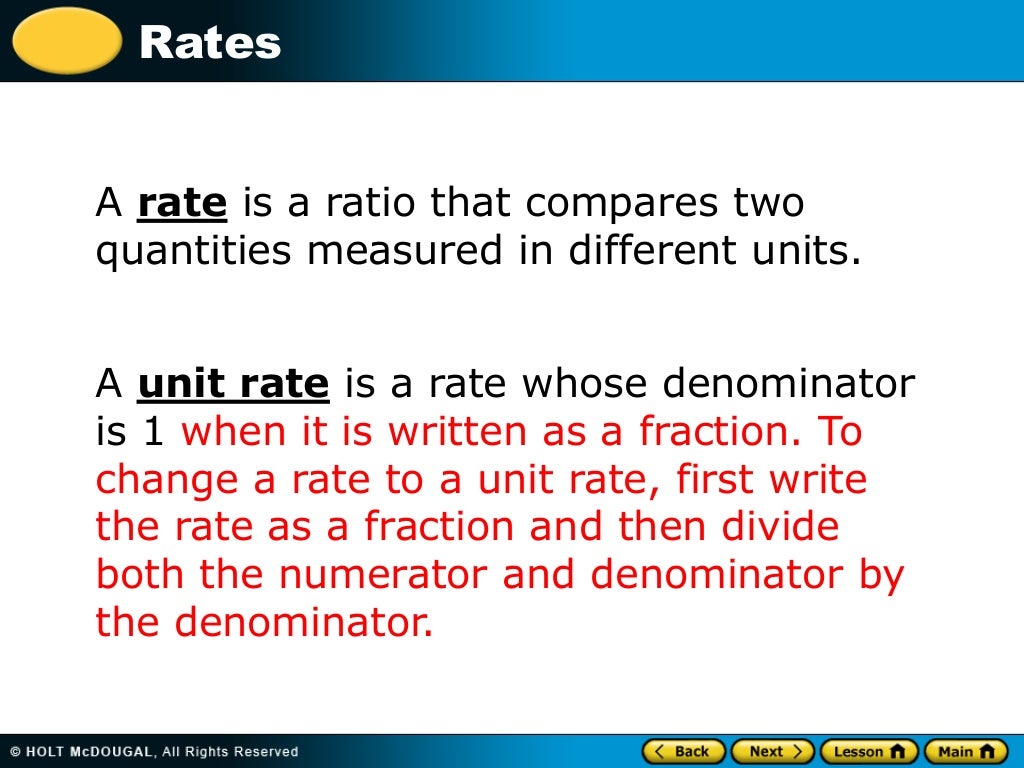 Rates and Unit Rate