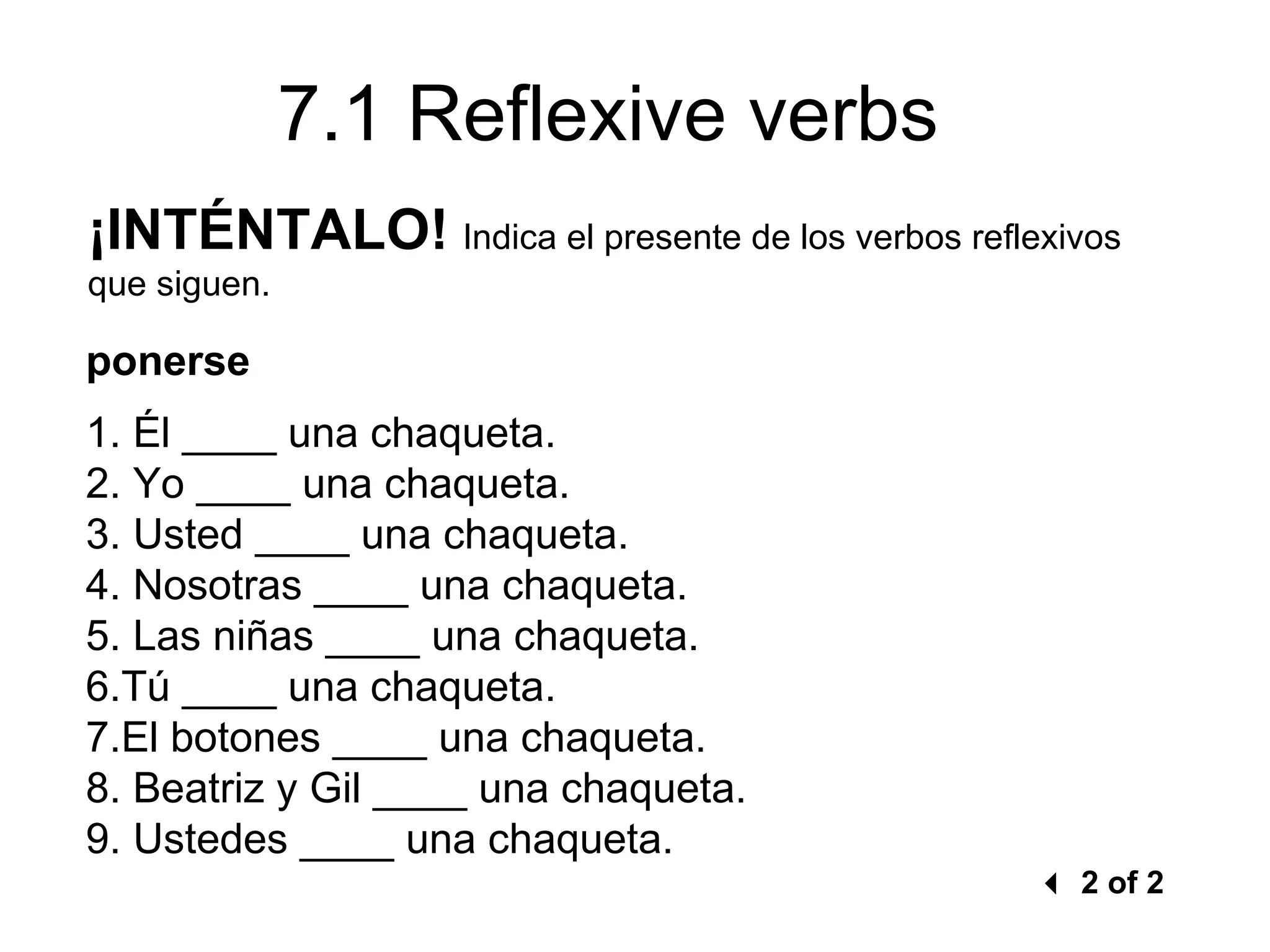 7.1 Reflexive verbs | PPT