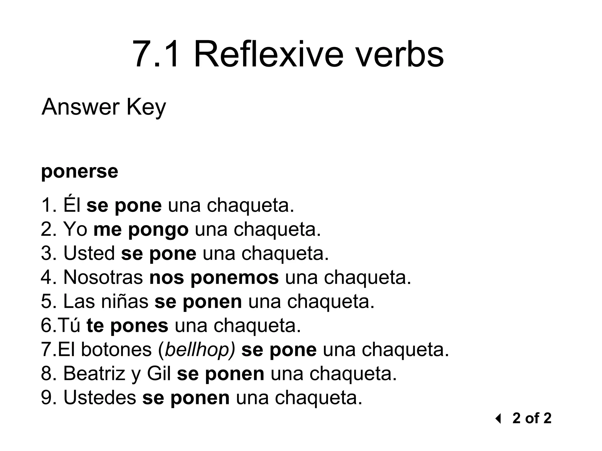 7.1 Reflexive verbs | PPT
