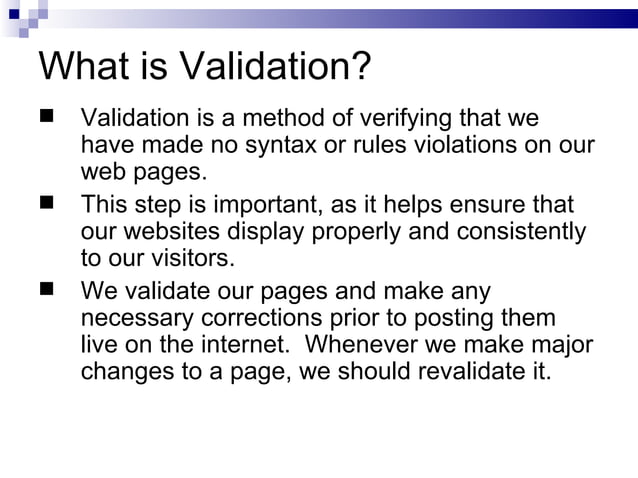 7.1 xhtml validation | PPT
