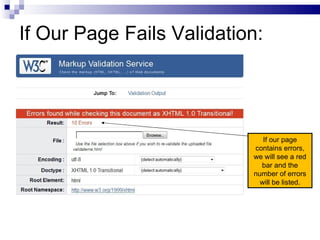 7.1 xhtml validation | PPT | Web Design and HTML | Internet