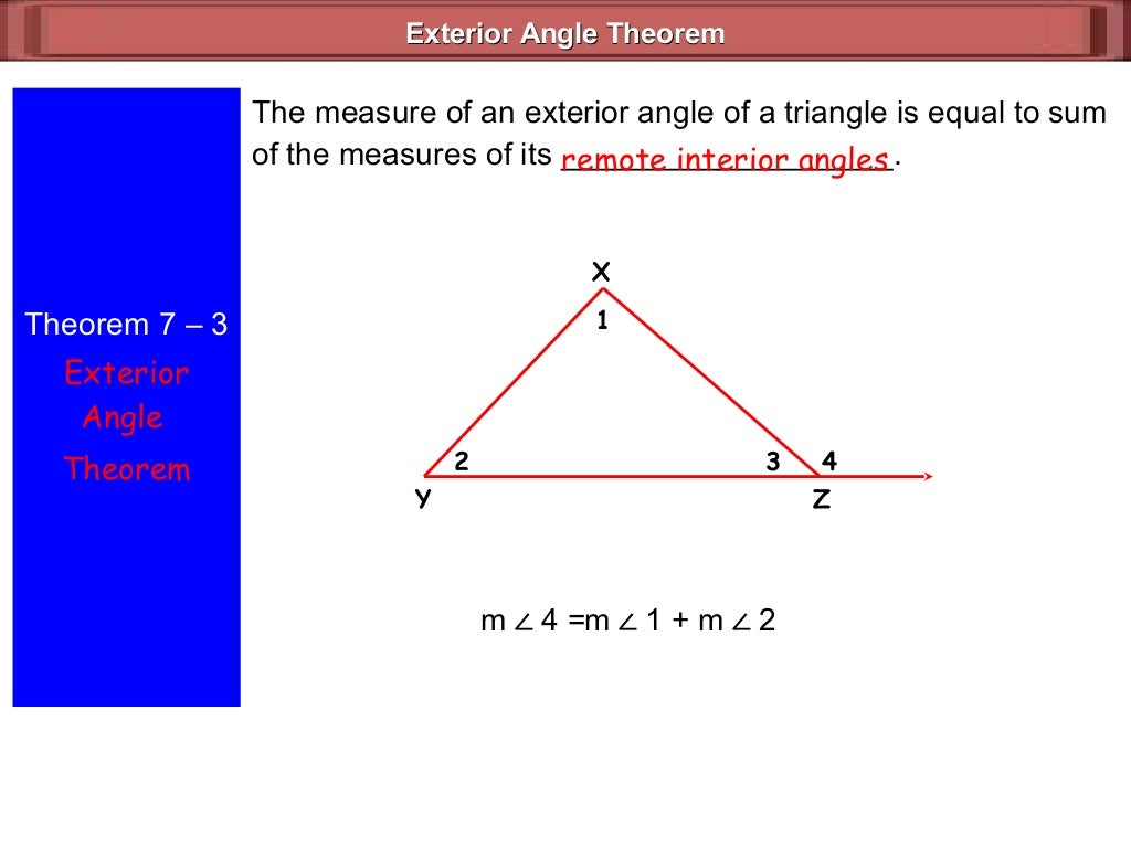 7-2 Exterior Angle Theorem