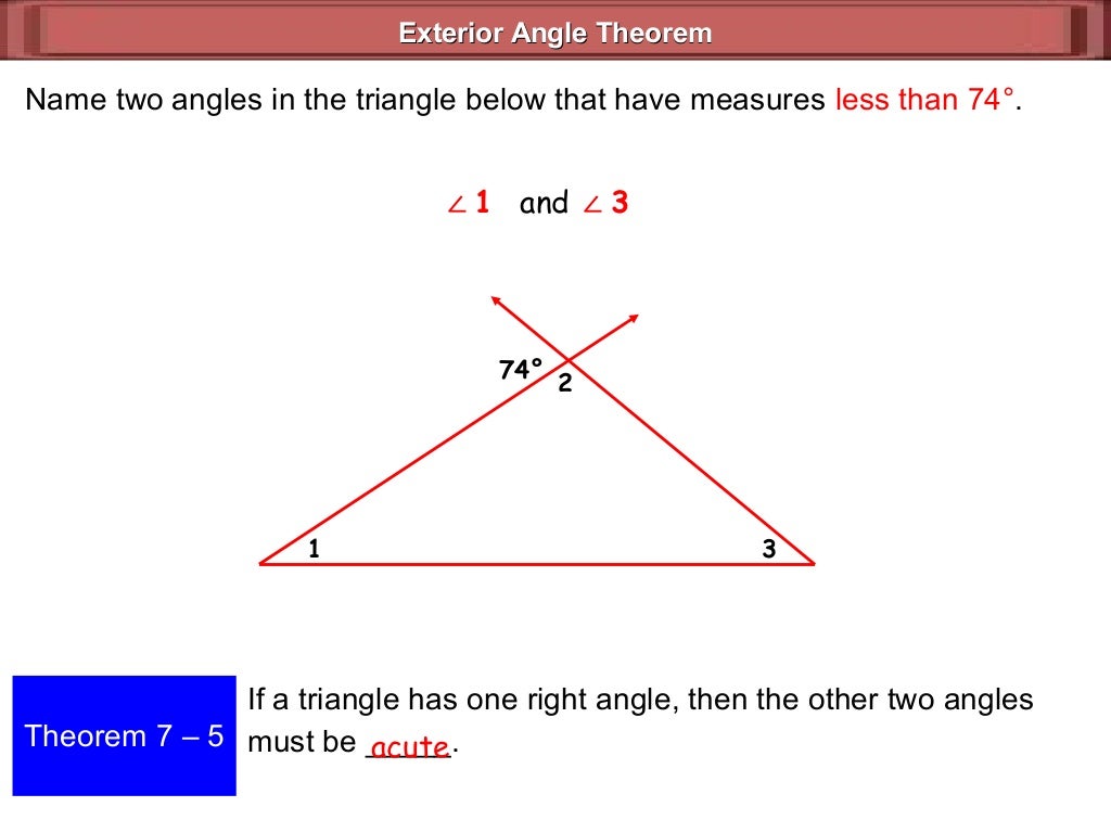 7-2 Exterior Angle Theorem