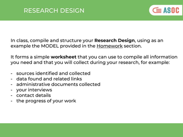 ASOCEU - Lesson 1 - In-Class Exercise 2: Research Dossier | PPT