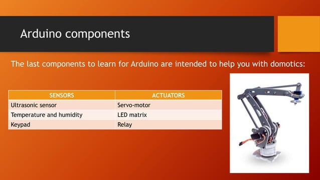 Domotics: New Arduino components | PPTX