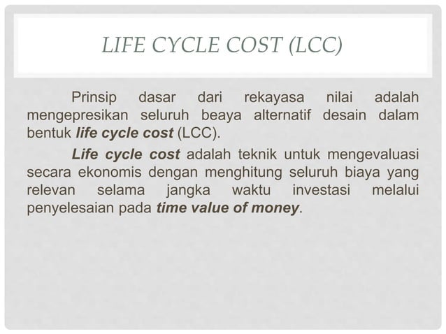 COST MODEL - REKAYASA NILAI ( VALUE ENGINEERING ) | PPT