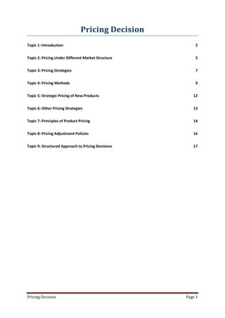 Pricing Decisions of a product | PDF