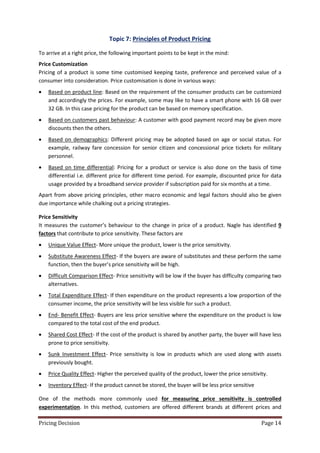 Pricing Decisions of a product | PDF