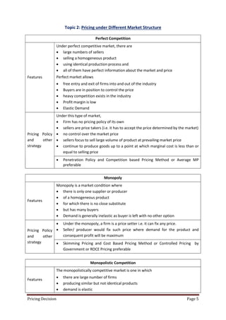 Pricing Decisions of a product | PDF
