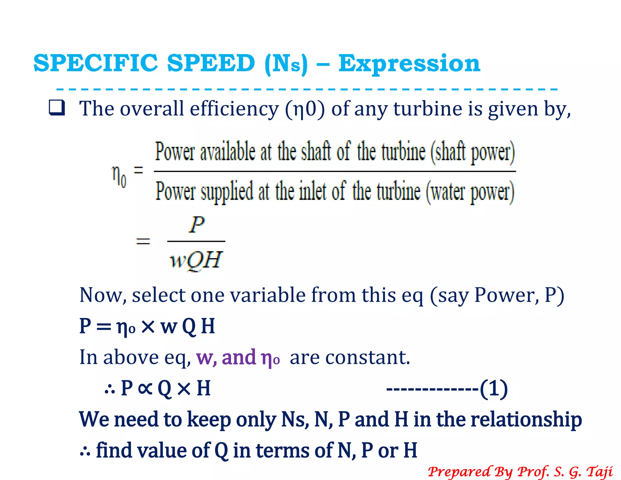 Specific Speed of Turbine | Fluid Mechanics | PDF