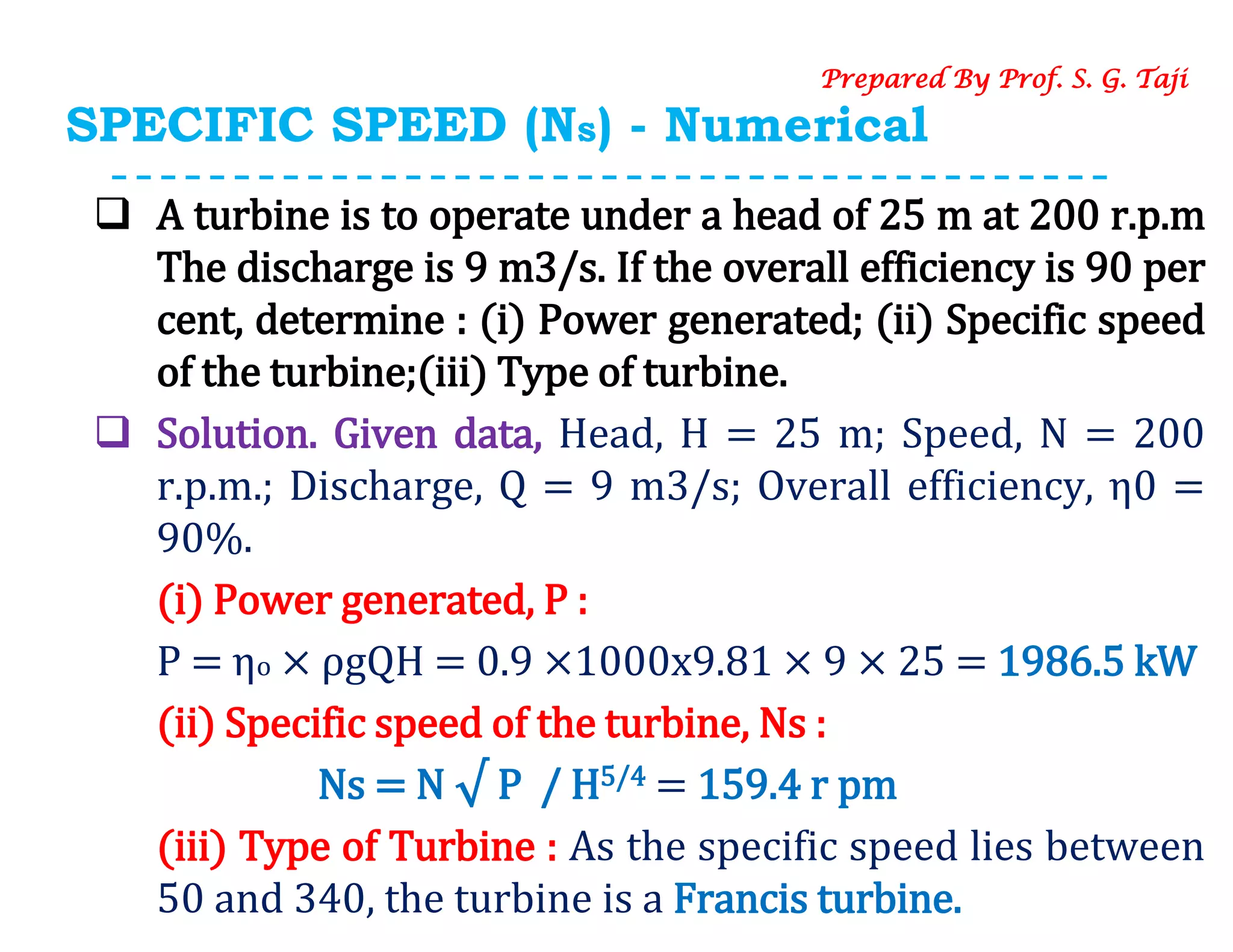 Specific Speed of Turbine | Fluid Mechanics | PDF