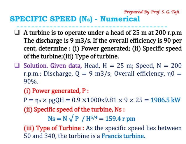 Specific Speed of Turbine | Fluid Mechanics