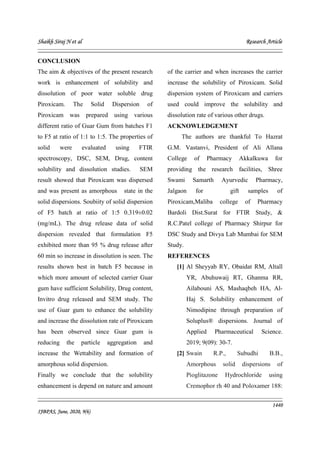 Solubility and dissolution enhancement of BCS class ii drug Piroxicam ...