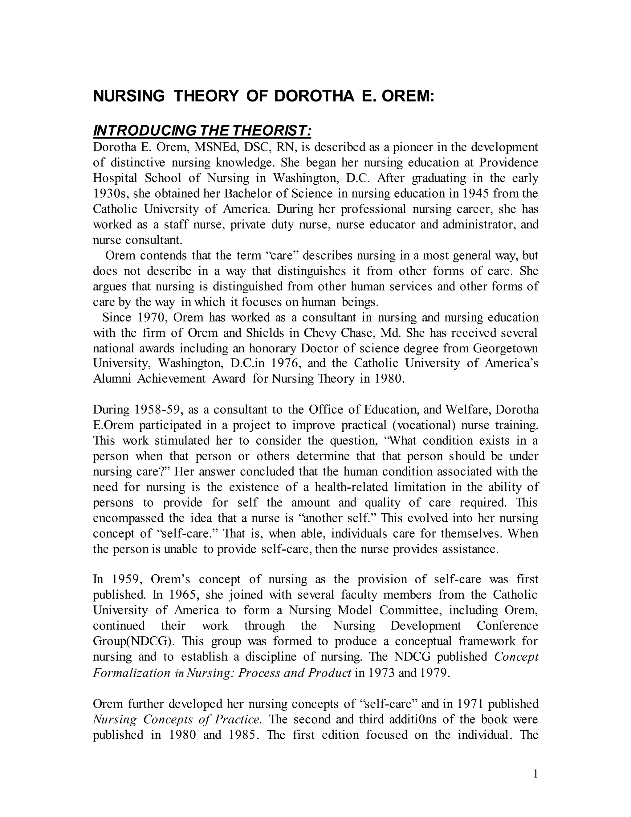 orem theory | DOC | Parenting Babies and Toddlers | Parenting