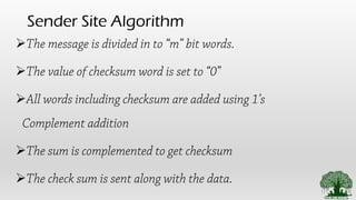 7. data link layer error detection and correction codes - parity and checksum | PDF