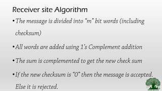7. data link layer error detection and correction codes - parity and checksum | PDF