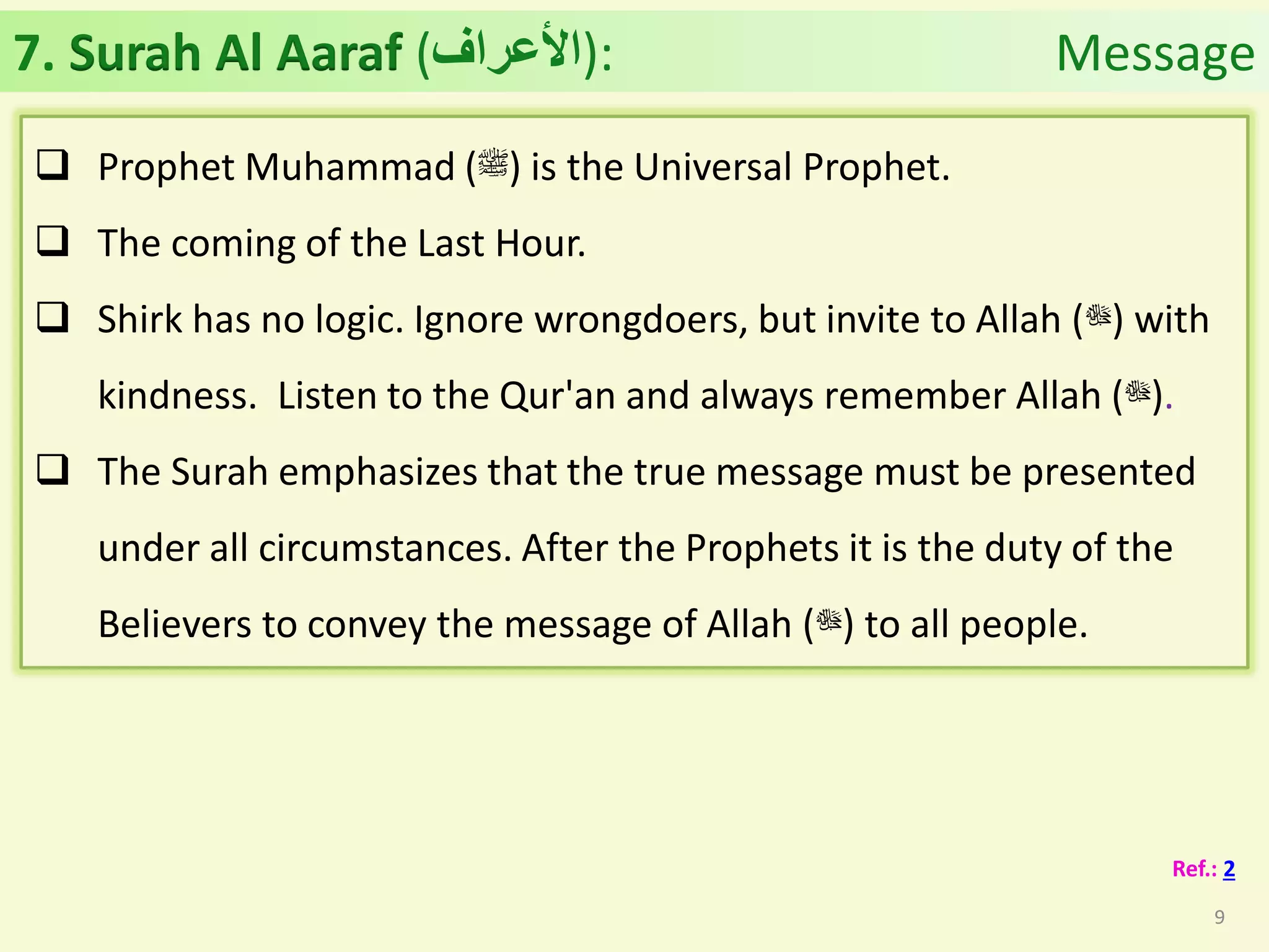 Al Quran (Chapter 7): Surah Al Aaraf [The Heights] | PDF