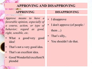 LANGUAGE FUNCTION: APPROVING AND DISAPPROVING | PPT