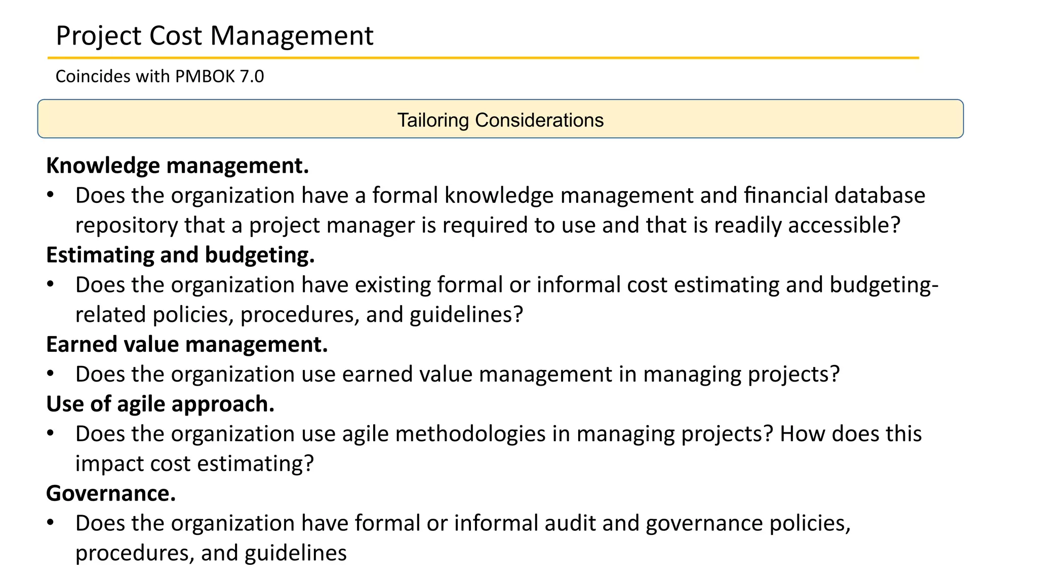 7.0 Project Cost Management Overview | PPT