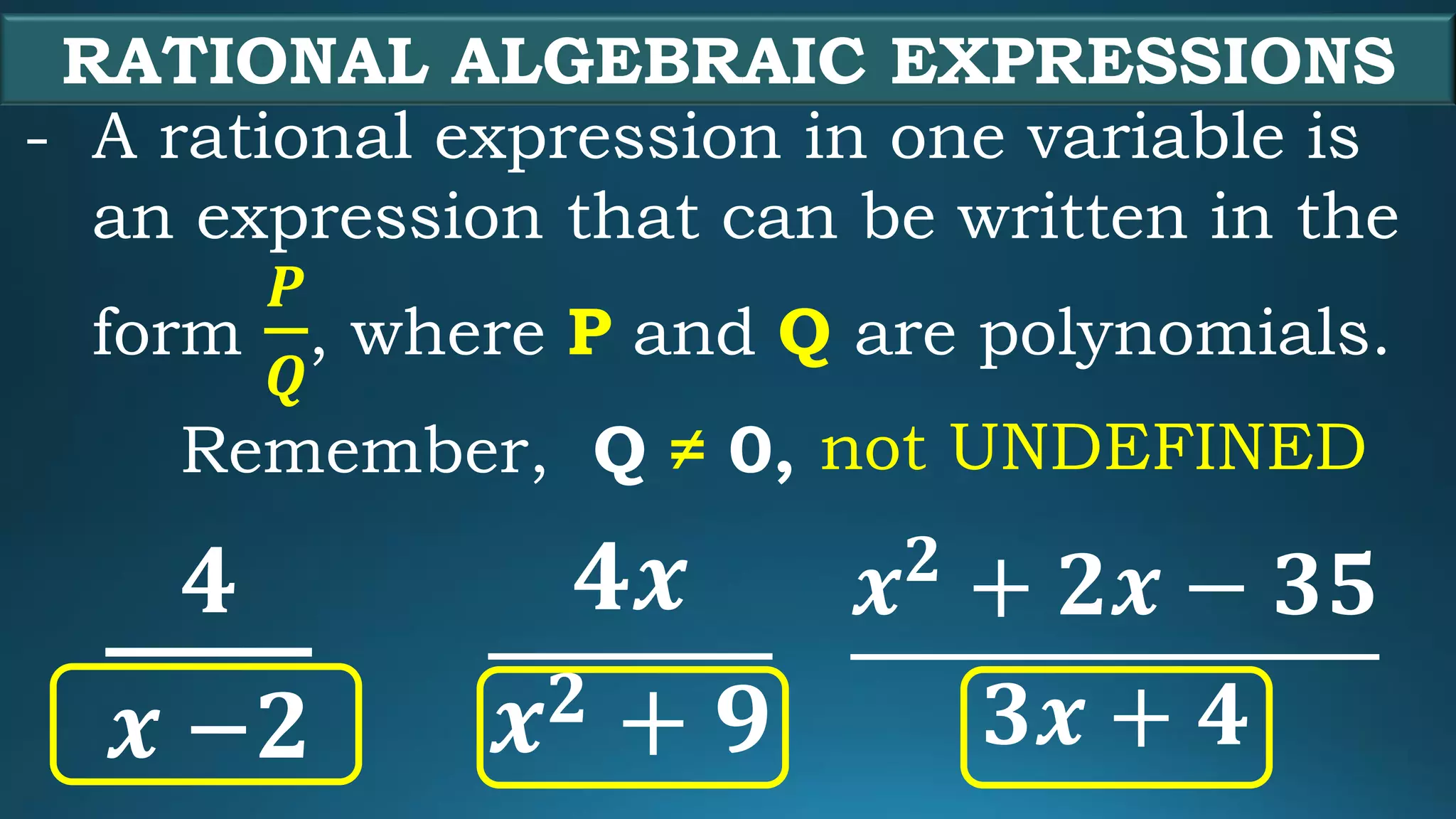 Illustrating Rational Algebraic Expressions | PDF
