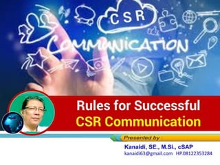 The Rules for Successful CSR Communication _Materi Training "CSR" | PPTX