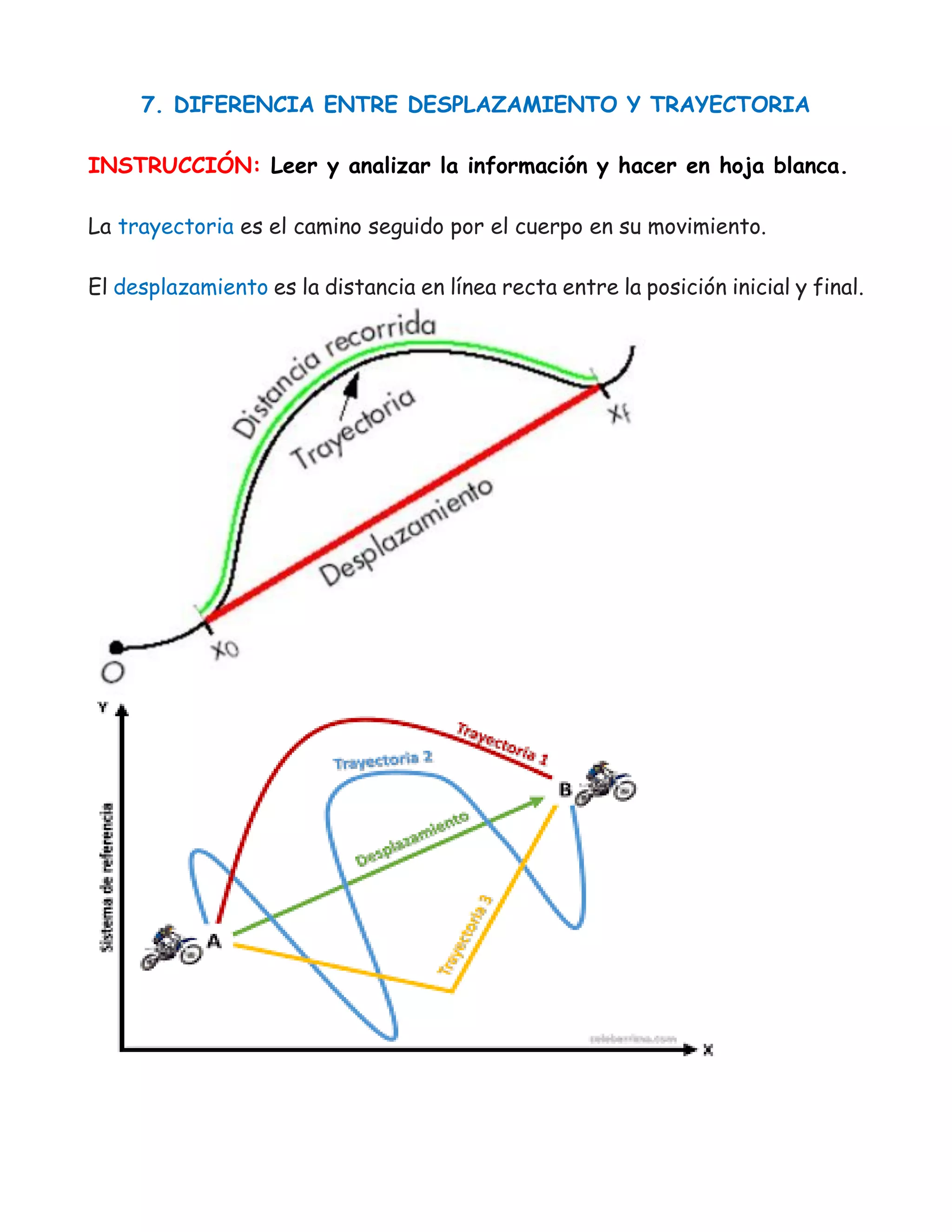 7. DIFERENCIA ENTRE DESPLAZAMIENTO Y TRAYECTORIA | PDF