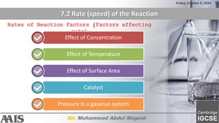7.2 chemical reactions factors affecting rate of chemical reaction | PPT