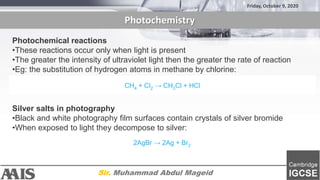 7.3 chemical reactions photochemistry & enzymes | PPT