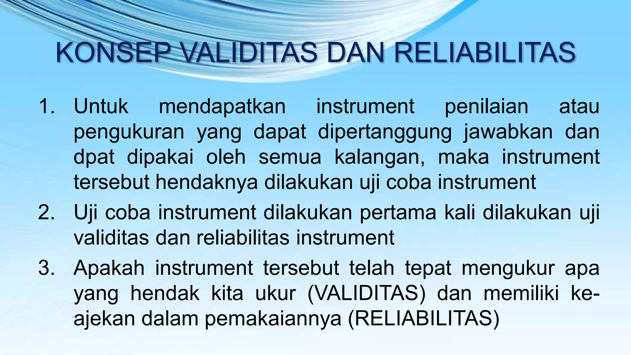 VALIDITAS DAN RELIABILITA INSTRUMEN | PDF