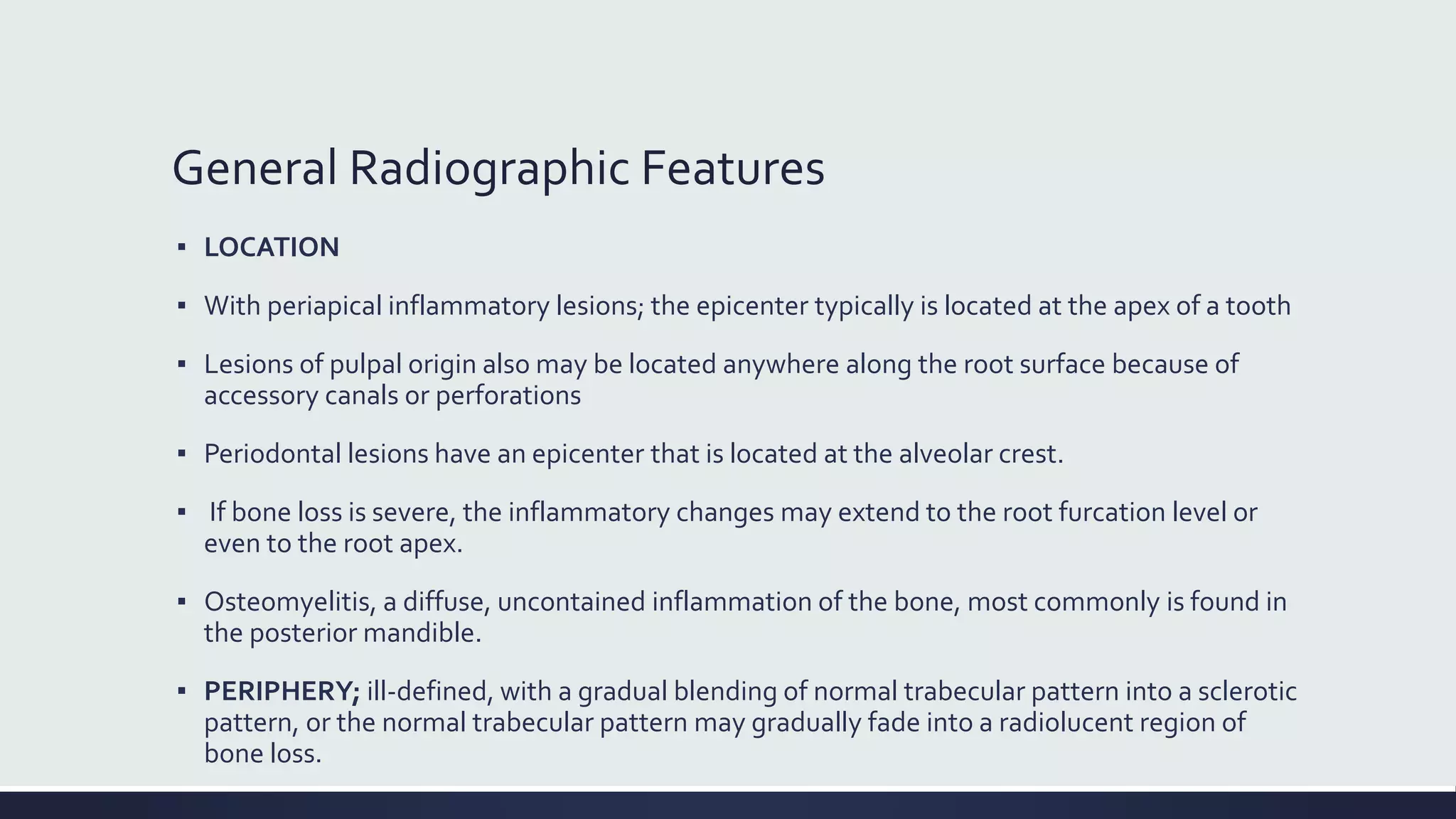 Radiographic Interpretation of Inflammatory Lesions of the Jaws | PPTX