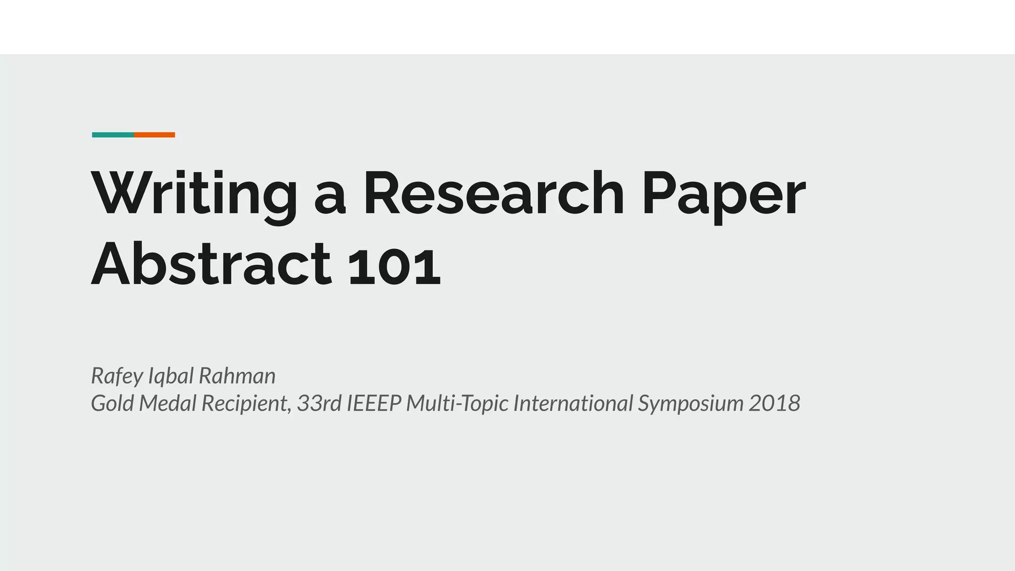 Writing a Research Paper Abstract 101 | PPT