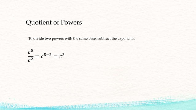 7.2 division properties of exponents | PPT