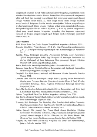 STUDI PENGEMBANGAN TERAPI MUSIK ISLAMI SEBAGAI RELAKSASI UNTUK LANSIA | PDF