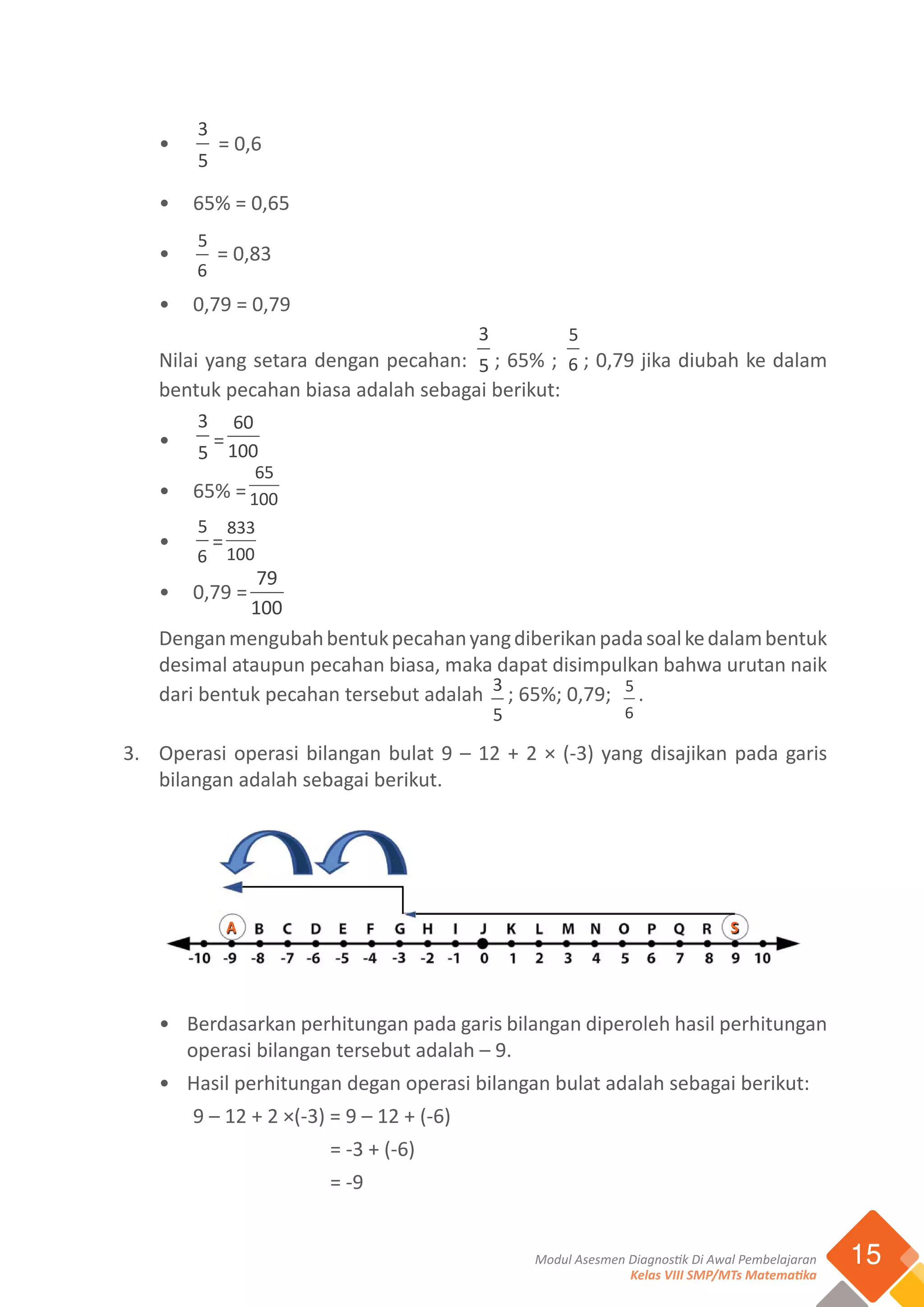Modul Asesmen Awal Matematika SMP/MTs Kelas VIII | PDF
